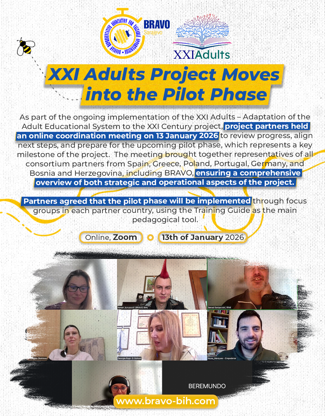 XXI Adults Project Moves into the Pilot Phase - BRAVO BiH